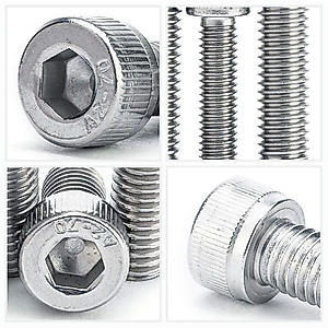 Elantek 160Pcs Metric M4 304-Stainless Steel Hex Socket Head Cap Screws Nuts Assortment Kit- M4 x 6mm/ 8mm/ 10mm/ 12mm/ 14mm/ 16mm/ 18mm/ 20mm