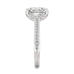 Charles & Colvard Created Moissanite 9x7mm Radiant Cut Engagement Ring for Women | 2.88 cttw DEW | Lab Grown | Solid 14K White Gold with Rhodium | Size 8