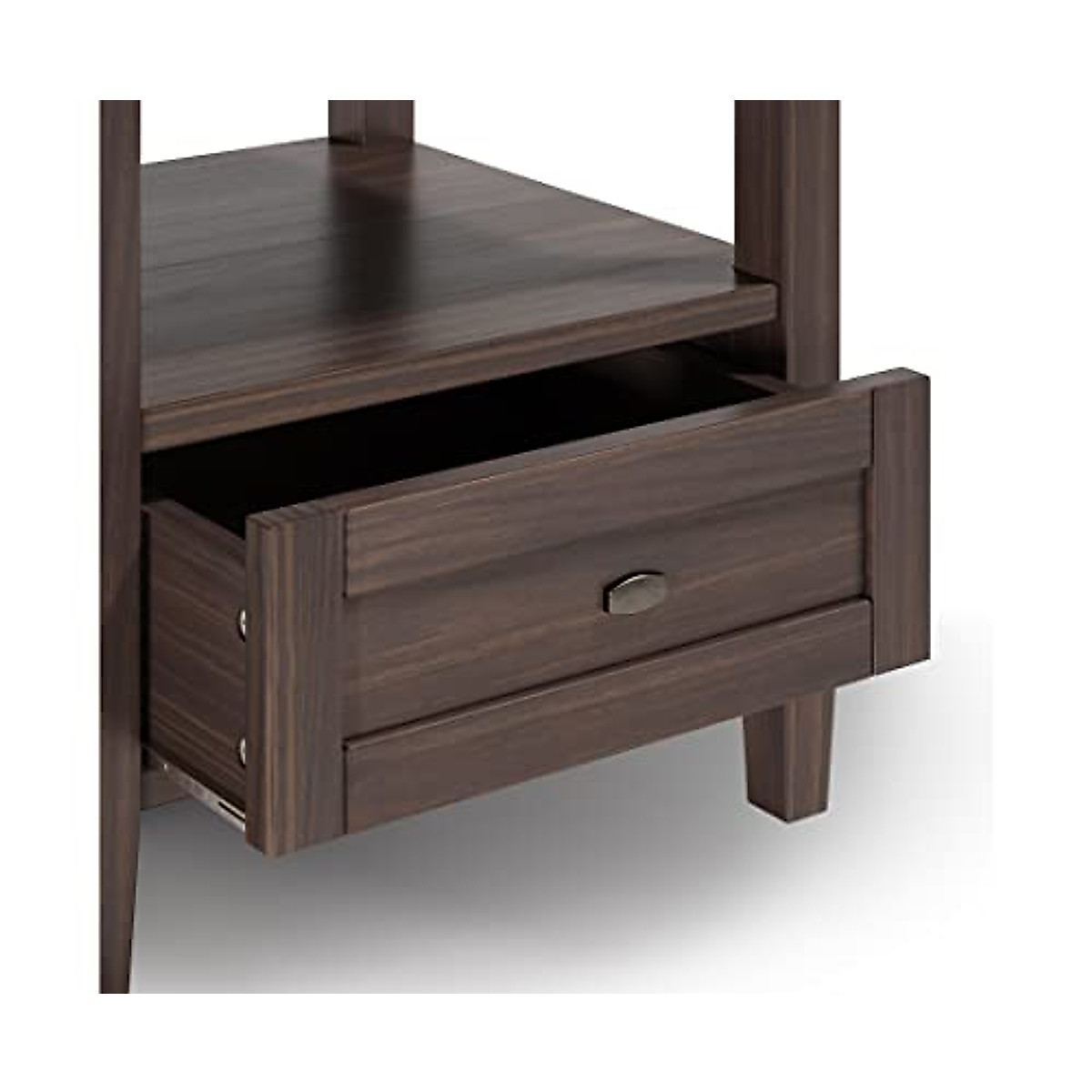 SIMPLIHOME Warm Shaker SOLID WOOD 20 inch Wide Rectangle End Table in Warm Walnut Brown with Storage, 1 Drawer, 1 Shelf, for the Living Room and Bedroom