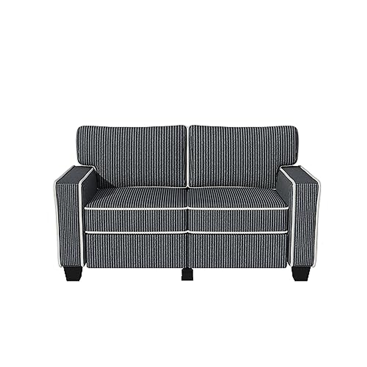 FANYE Gray 2 Accent Deep Cushions Seaters Plastic Legs Loveseat Double Couch with Storage, Modern Corduroy Upholstery Sofa Love Seat W/Square Armrest for Home Office Apartment Small Space Living Room