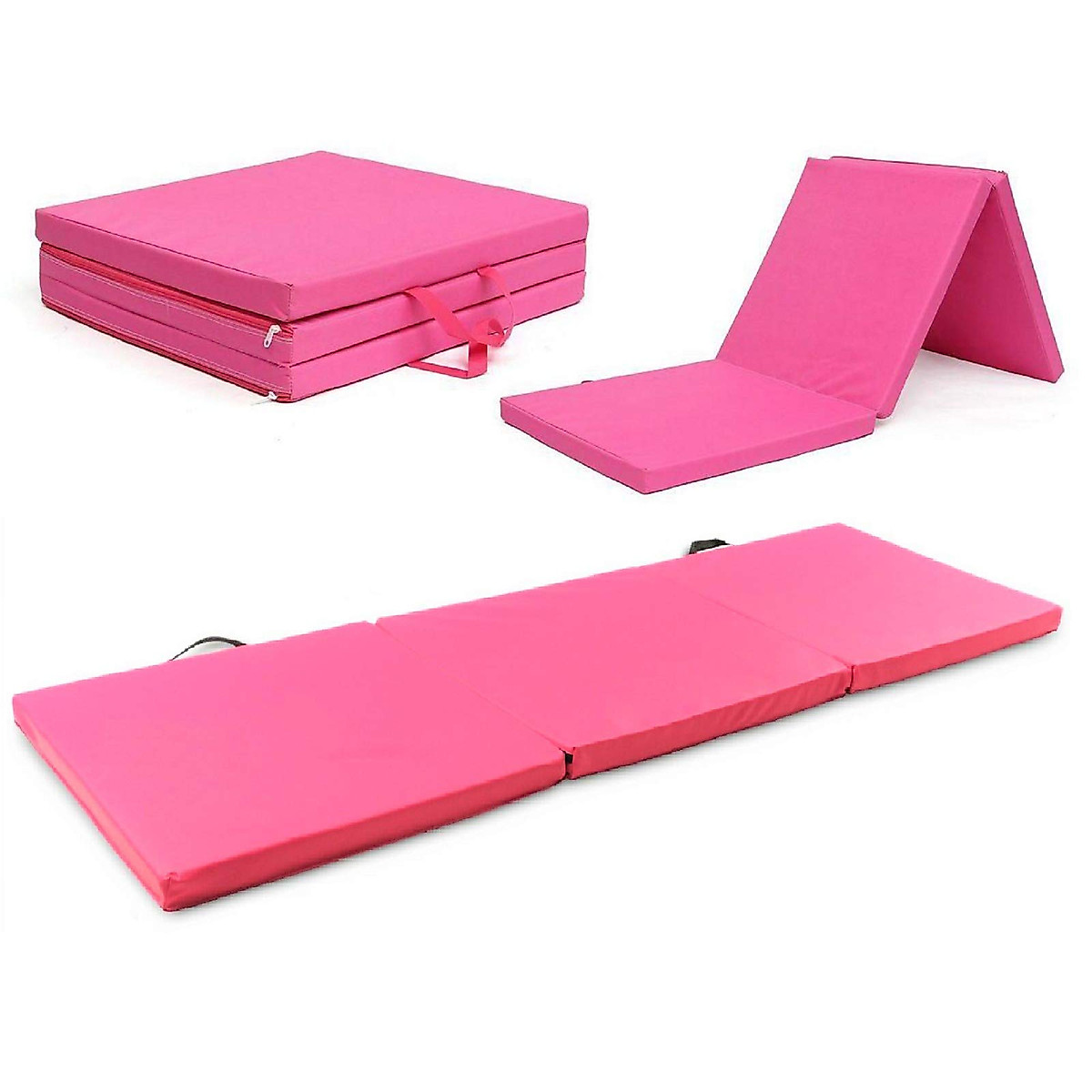 5 Star TD Gymnastics Bar Horizontal Kip Bar w 2x6 Tri Fold Mat Junior Training Adjustable Height Jungle Gym Children Training Monkey Bars Climbing Tower Playground Balance Bar Gymnasts (Purple)