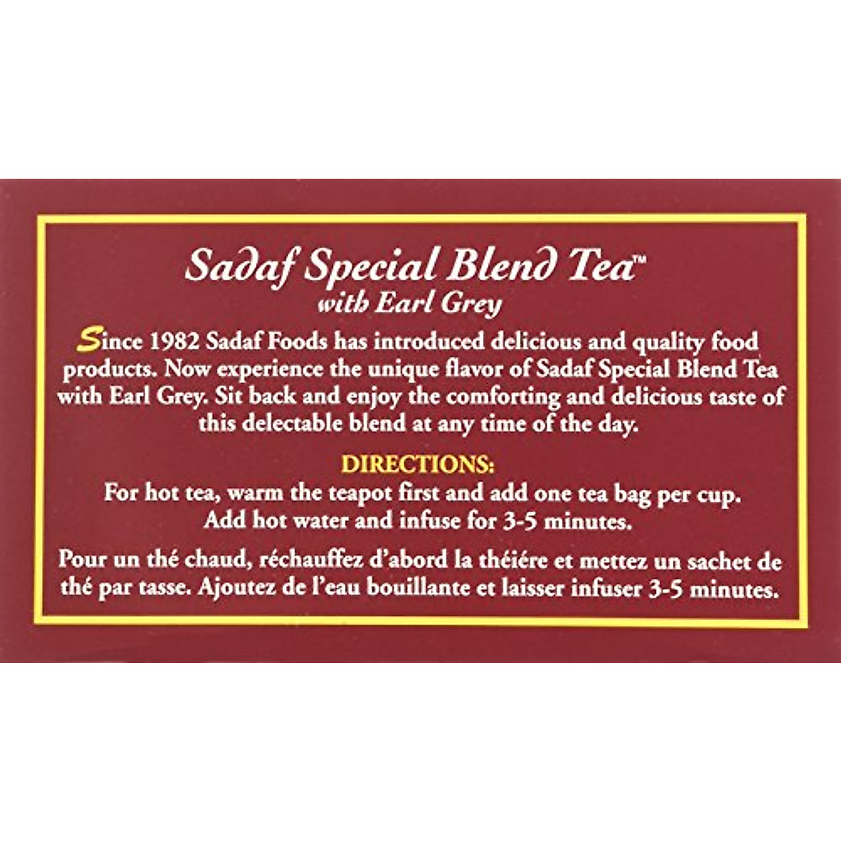 Sadaf Earl Grey Tea Bags | Special Blend Earl Grey Ceylon Black Tea | Product harvested in Sri Lanka | 50 bags (pack of 1)