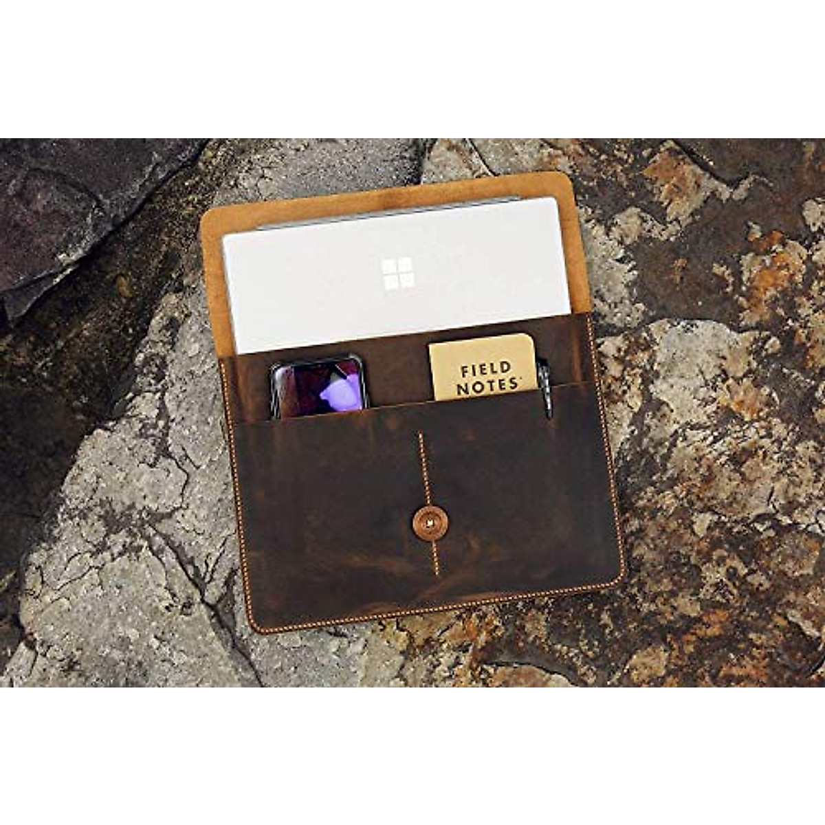 Vintage leather microsoft surface pro case with keyboard rustic retro leather surface pro 4 5 6 case bag SUPX05C-N