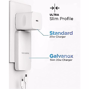 Flat 2-Port USB C Wall Charger, Ultra Slim Dual Power Adapter with Type-C Cable (20W) Fast Charging for iPhone 15, Pro Max/Samsung Galaxy Models (Folding Prongs)