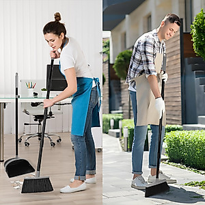 KeFanta Broom and Dustpan Set,Dust Pan with Long Handle,52”Broom with Stand Up Dustpan Combo Set for Sweeping Indoor Home Kitchen Office Lobby
