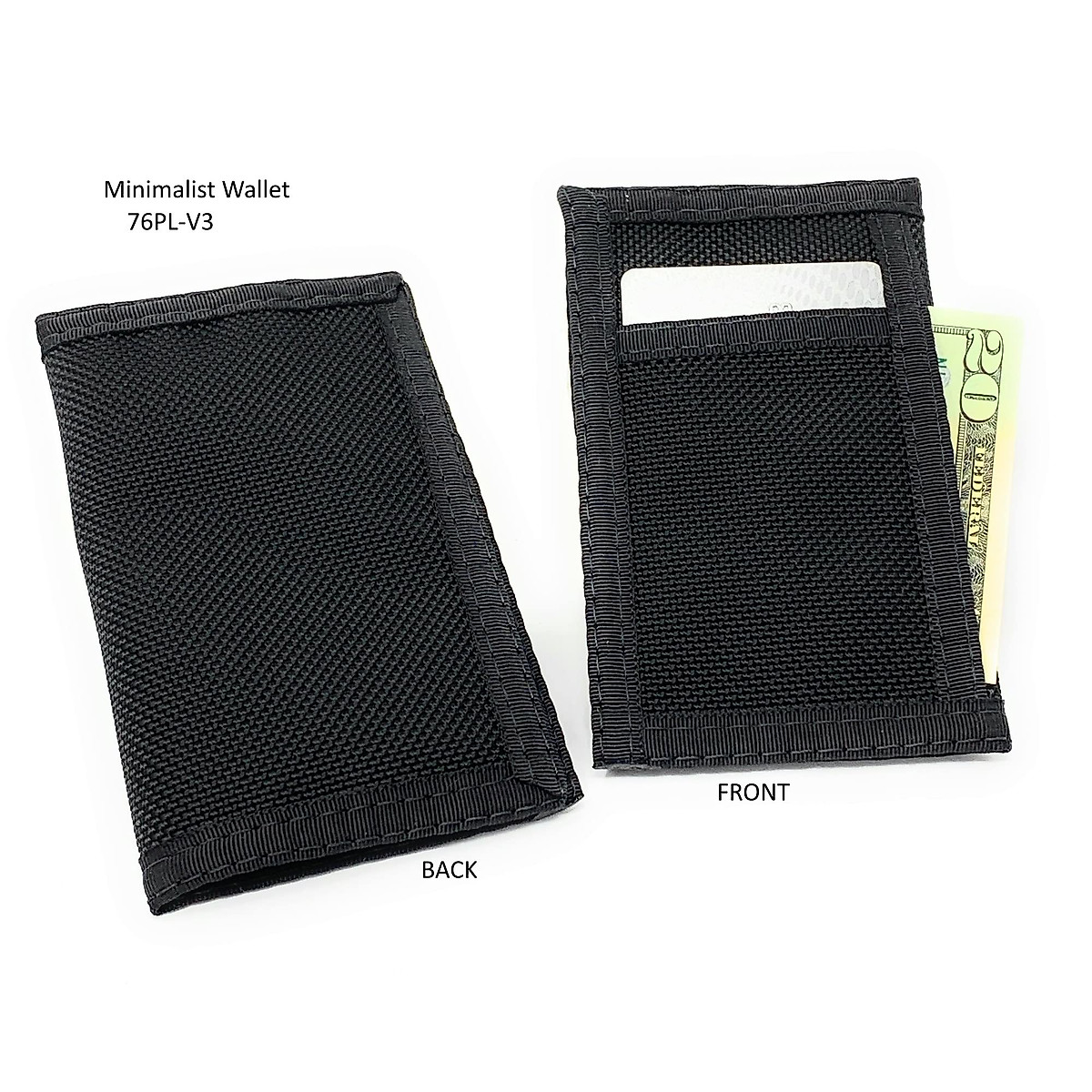 Rainbow of California Minimalist Front Credit Card Pocket Slim Wallet/Inside Keyring Lanyard Attachable / V3 (Black)