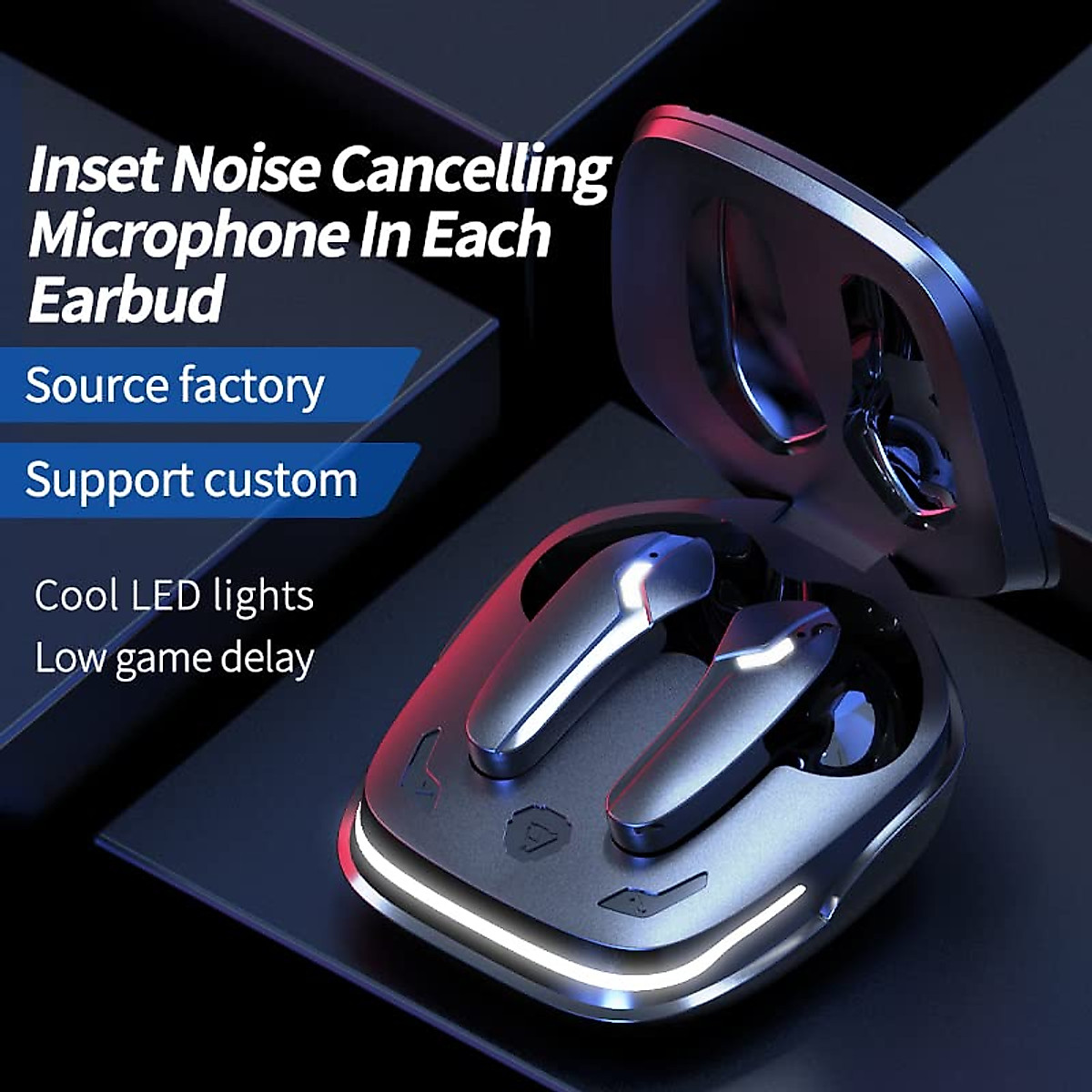 DARK WOLF True Wireless Earbuds Bluetooth 5.2 Wireless Earbuds,Touch Control with Wireless Charging Deep Bass Loud Sound Comfortable BL-F69 0