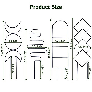 Wellsign Indoor Plant Trellis for Climbing Plants, 16inch Small Garden Metal Trellis for Potted Plants Outdoor with Different Patterns for Vine Ivy Flower Plant Support 4 Pack