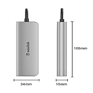 Wavlink USB C Hub, USB C to HDMI 4K@30Hz Adapter with 2 USB3.0 Ports, 65W PD Charging, SD/TF Card Reader, Type-C Mini Dock for iPad Pro/MacBook Pro 2016+/MacBook Air 2018+ and Type C Devices