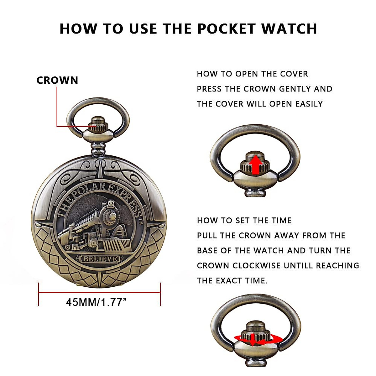 Whodoit Bronze Retro Mechanical Pocket Watch Locomotive Design Roman Numerals Hollow Mechanical Pocket Watches