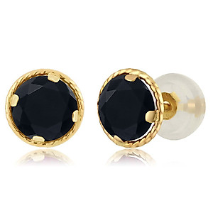 Gem Stone King 14K Yellow Gold Gemstone Birthstone Stud Earrings | Round 5MM | Gold Earrings for Women