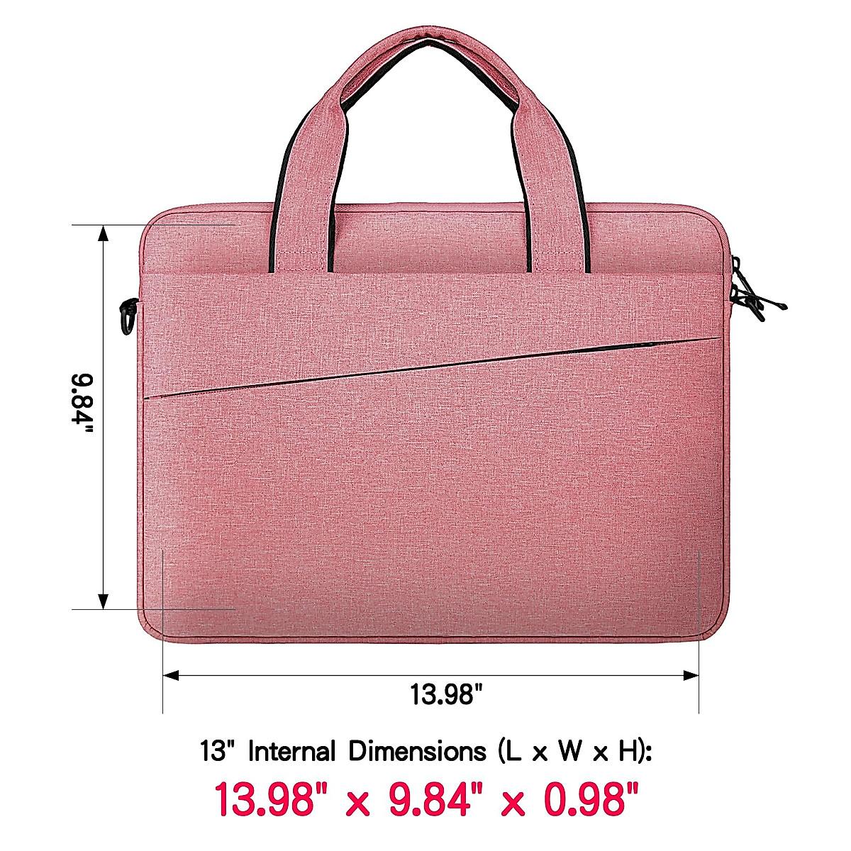 RAINYEAR 13 Inch Laptop Sleeve Shoulder Bag Compatible with MacBook 13.6" M2 A2681, 13.3 Air Pro M1/M2 A2338 A2337, 13.3" Chromebook Notebook Messenger Bag Carrying Case Briefcase for Men Women, Pink