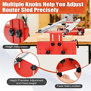 Howaoo Router Sled, Portable and Easy to Adjust Slab Flattening Jig, 60 inches Router Sled for Flattening Slabs, Trimming Planing Machine for Wood Flattening, Home DIY