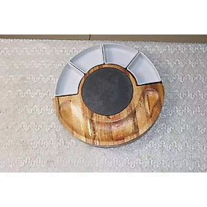 Acacia Wood Cheese Cutting Board Set - Charcuterie Board Set and Cheese Serving Platter with Utensil Set and Ceramic Bowls Slate Cheese Boards Perfect Meat/Cheese Board and Knife Set for Entertain