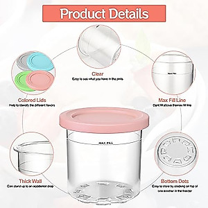 Yammoe Containers Replacement for Ninja Creami Pints and Lids - 4 Pack, 16oz Cup Compatible with NC301 NC300 NC299AMZ Series Ice Cream Maker, BPA Free Dishwasher Safe Leak Proof（with 4Spoon）