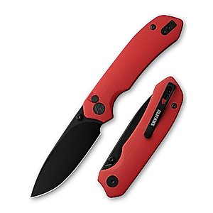 OLITANS G032 Button Lock Pocket Knife, 3.3" 14C28N Blade, folding Knife with Thumb Stud Opener for EDC 4.5oz (G10 Red+Black Blade)