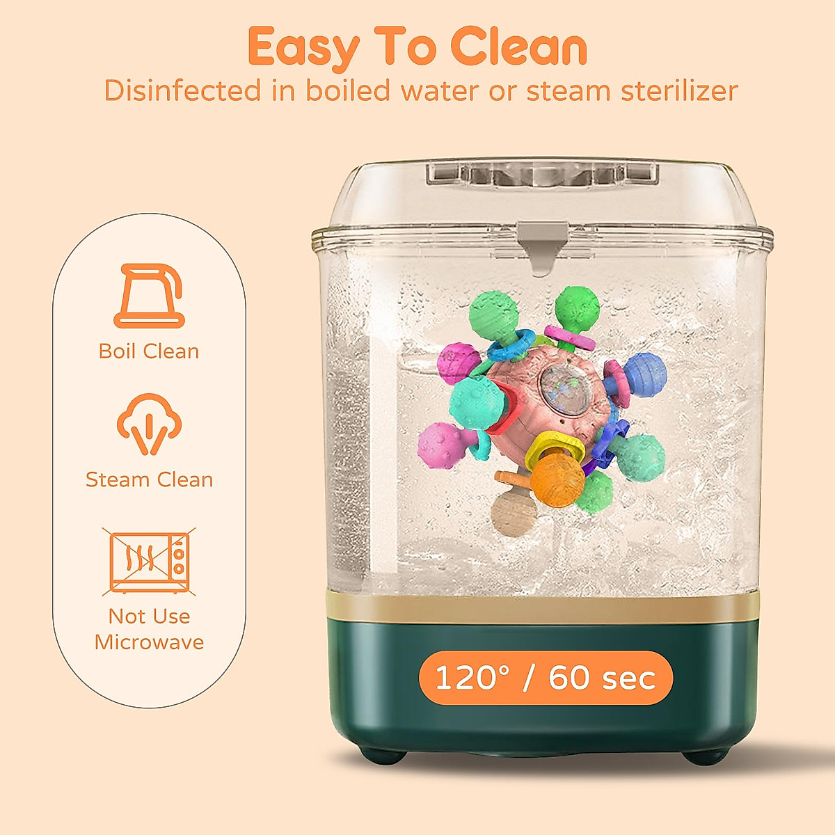 Teething Toys for Babies 0-6 Months: Sensory Toys for Infant - Baby Learning Developmental Toys Chewable Freezable Rattle Newborn Gifts for Boys Girls