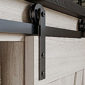 OLD CAPTAIN Coffee Bar Cabinet with Adjustable Storage Shelves,Sliding Door,32", White