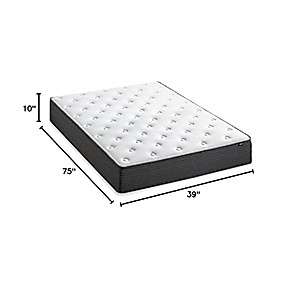 Zinus 10 Inch Comfort Essential Pocket Spring Hybrid Mattress/Pressure Relieving Support/CertiPUR-US Certified/Mattress-in-a-Box, Twin