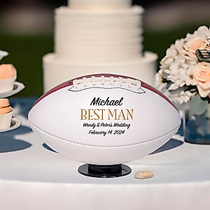 Personalized Custom Football Wedding Gift, Groomsman, Best Man, Bridesmaid, Ring Bearer Keepsake Gift (Best Man)