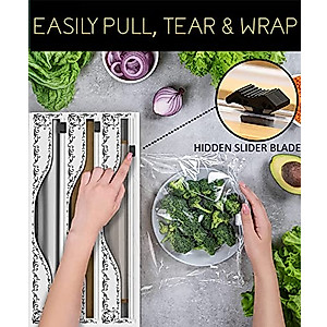 Extra Long Foil and Plastic Wrap Organizer for 15" Rolls, 3 in 1 Plastic Wrap Dispenser with Cutter, Aluminum Foil Organization And Storage, Parchment, Wax Paper Dispenser for Drawer