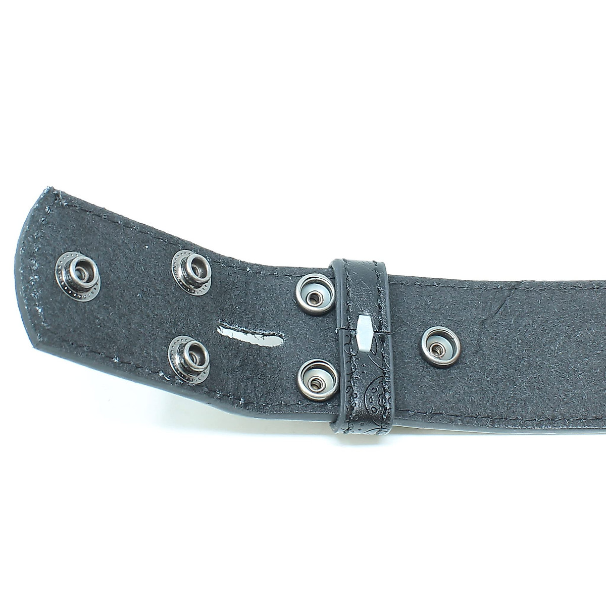 BC Belts Leather Belt Strap with Fancy Saddle Stitch Embossed Pattern 1.5" Wide with Snaps (Black-XS)