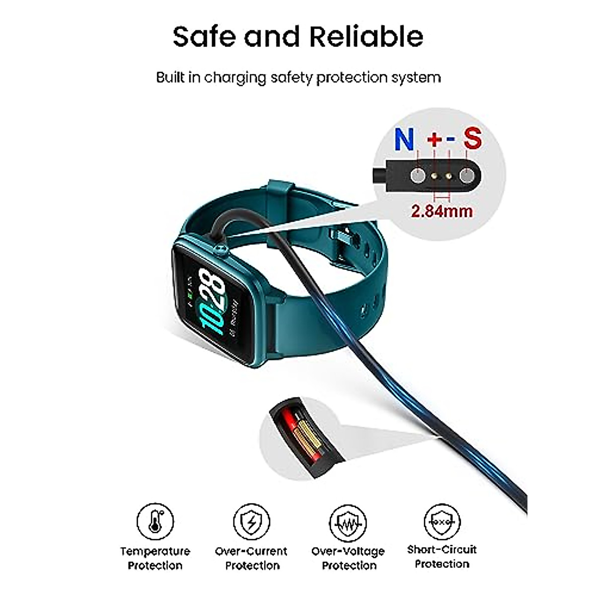 Sinoacc Smart Watch Charger for Skg Letsfit Cubitt Yamay Willful Fitpolo Tozo Wyze Umidigi Blackview 3.3Ft USB Magnetic Charging Cable Cord for Umidigi Uwatch 3S 3 2 2S Urun Smartwatch