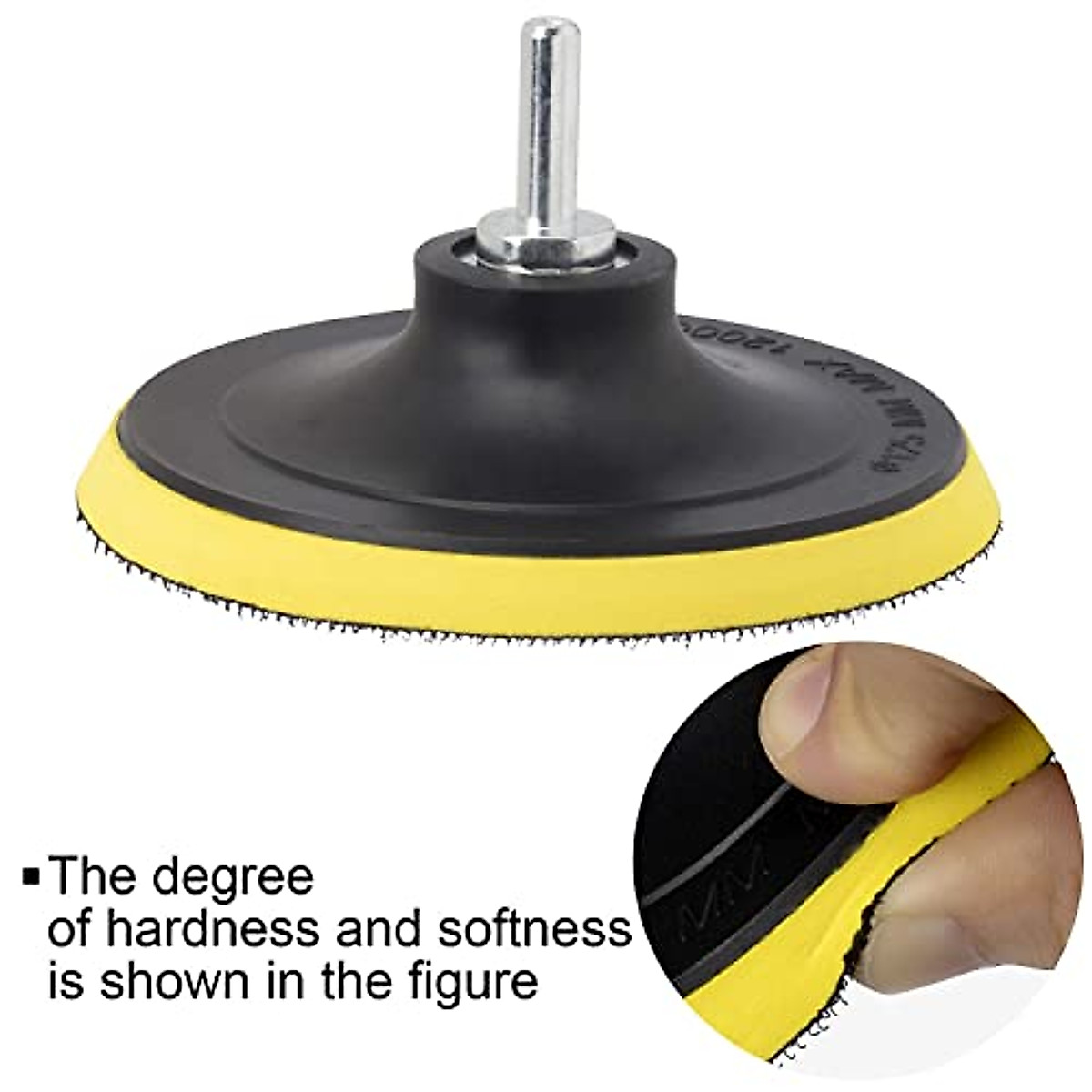 5 Inch(125mm) Hook and Loop Buffing Pad for Sanding Discs, Rotary Backing Pad with M14 Drill Attachment Adapter and Soft Foam Layer