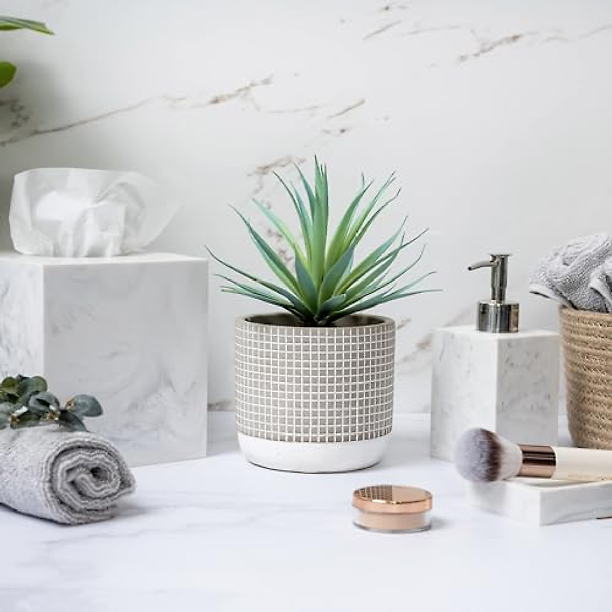 Kurrajong Farmhouse Artificial Plant | 8" Fake Plant | Artificial Succulent in Pot | Fake Succulent | Faux Plant Indoor | Succulent Plant Artificial | Faux Succulent in Pot