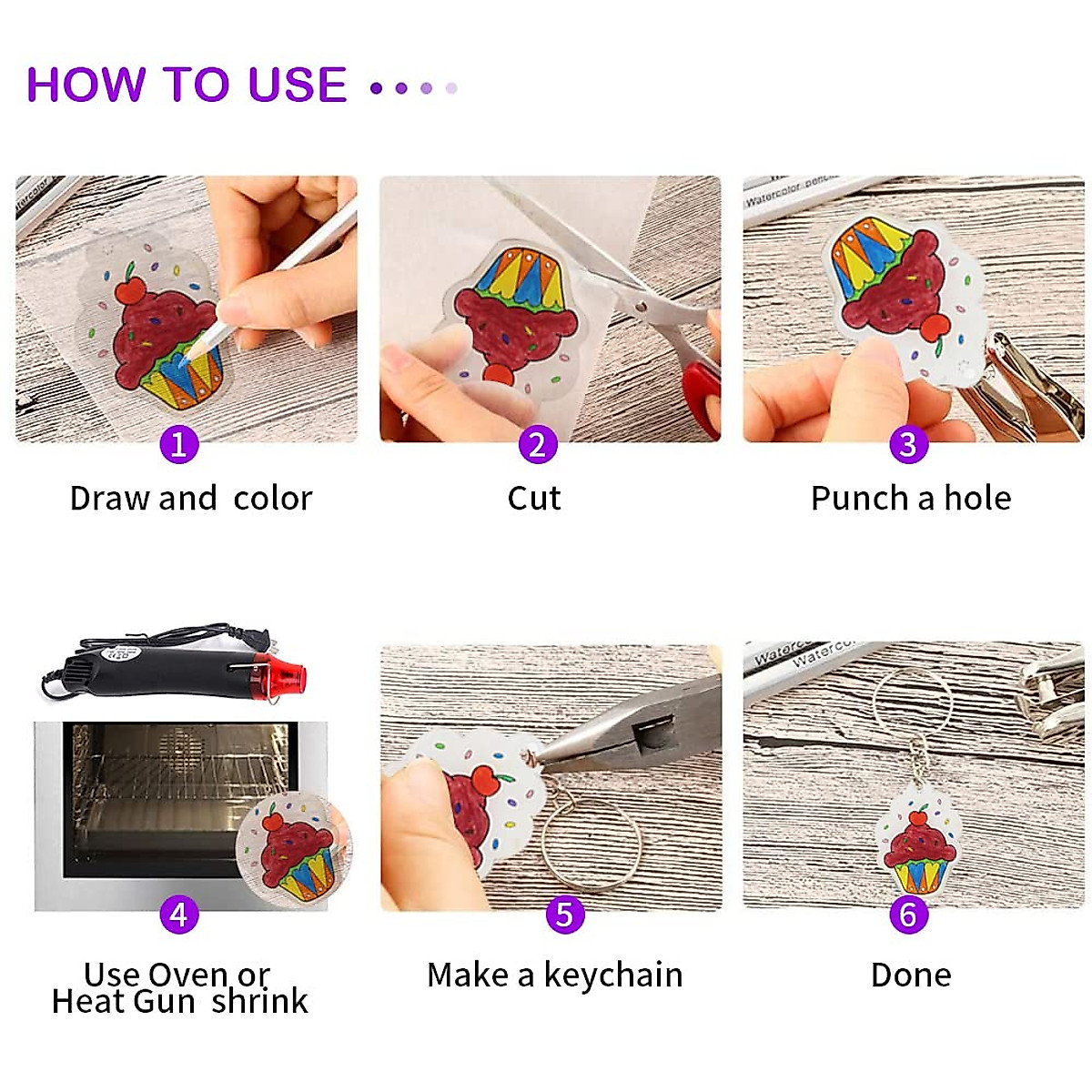 POPMISOLER 183 Pieces Shrink Plastic Kit DIY Ornaments or Creative Craft DIY Accessories Kit for All Ages Great Gift