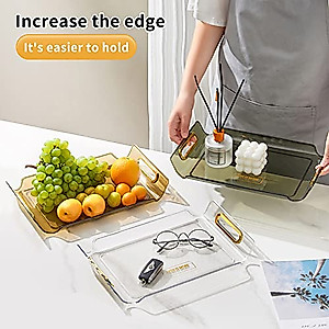 Serving Tray Decorative Serving Trays with Handles, Coffee Table Large Tray Decor for Serving Food Trays for Vanity Dresser Bathroom Bedroom (Clear Coffee)