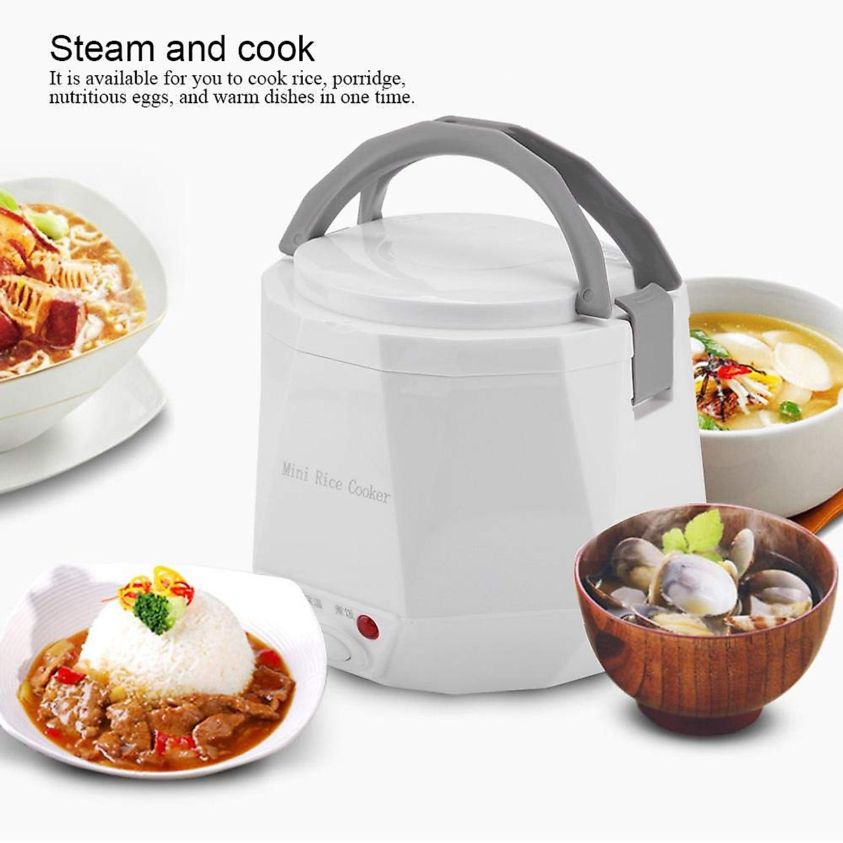 Fdit Mini Rice Cookers 24V 1.3 L Electric Rice-cooker Food Steamer for Truck Car Cooking for Soup Porridge Rice Noodles Portable 180W(white)