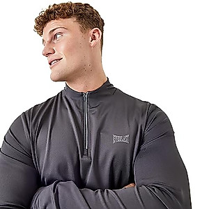 Everlast Men's Sports Shirts 1/4 Zip Long Sleeve Fleece Running Workout Pullover Tops Sweatshirt (US, Alpha, X-Large, Regular, Regular, Gry)