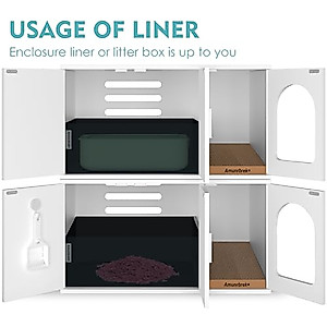 Amunrbrek Cat Litter Box Enclosure Furniture as End Side Table, Stackable Litter Box Furniture with Front-entry Cat Door (White)