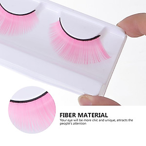 Lurrose 3 Pairs of Fake Eyelashes Curly Eyelashes Extension Halloween Cosplay Dress up Art for Carnival Party Prop (Pink)