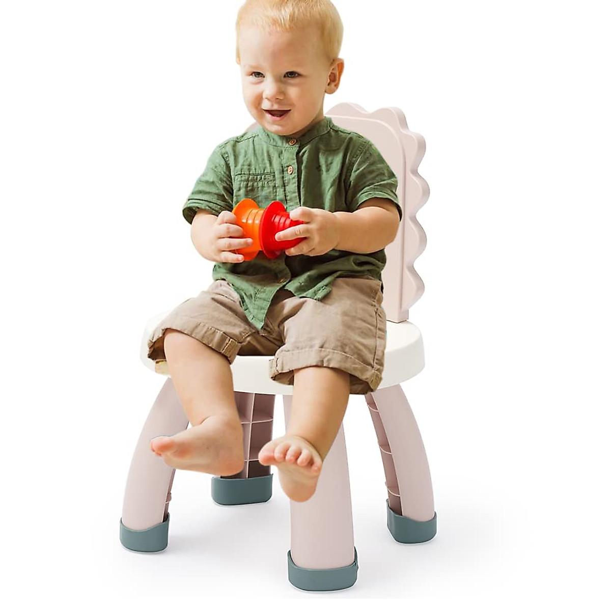 Toddler Chair,Plastic Kids Dino Chair,Sturdy Durable and Lightweight Toddler's Activity Chairs,Anti-Slip Ergonomic Design Kids Step Stool,Indoor or Outdoor Use for Boys Girls Aged 2+ (Pink)