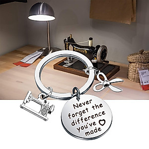 MYOSPARK Quilting Keychain Sewing Scissors Charm Jewelry Never Forget The Difference You've Made Sewing Gift (difference quilting keychain)