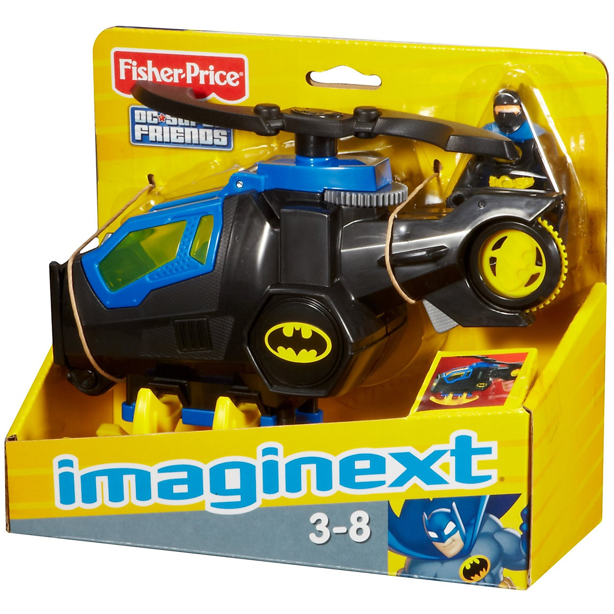 Fisher-Price Imaginext DC Super Friends Batman Toy Batcopter Helicopter & Figure Set for Preschool Pretend Play Kids Ages 3+ Years