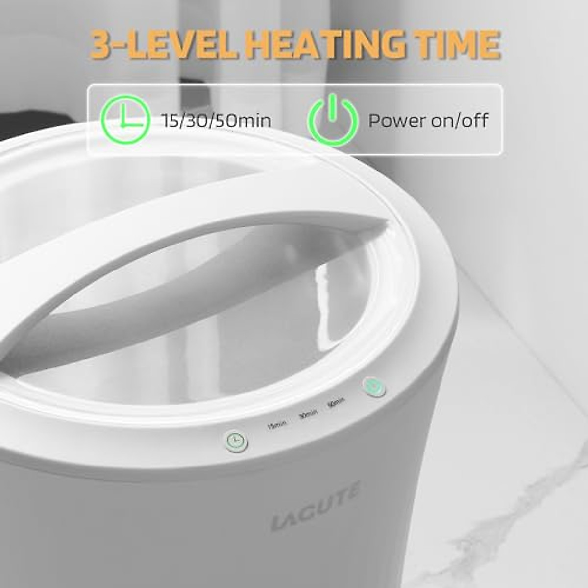 Lagute iSnug Towel Warmer for Bathroom, with 3-Level Timer, Warning Alarm & RGB Light, Auto Shut-Off, 5.3 Gal Heating Bucket for Bathrobe, Blanket, White