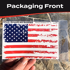 Stickios American Flag Decal - Tattered American Flag Sticker for Cars, Trucks & Windows - Patriotic Flag Decal Made in The USA (Distressed Vinyl Bumper Sticker 5.7x3.6 inches) - SSB