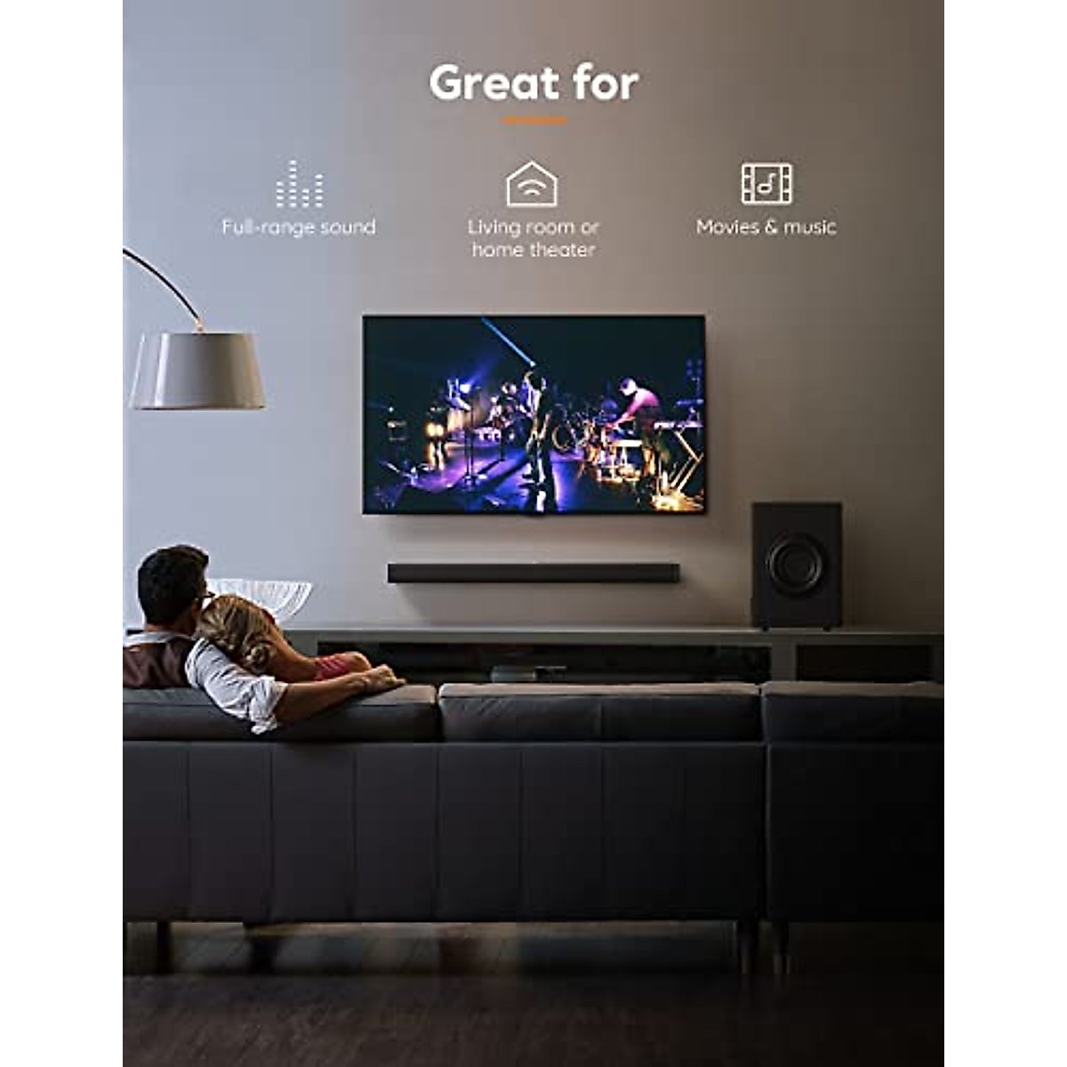 GEOYEAO Sound Bars for TV with Subwoofer, 2.1ch Home Audio Soundbar & 3D & Deep Bass Subwoofer | Bluetooth & Multi-Connection | 2-in-1 Detachable Design | TV Surround Sound Speaker System