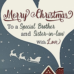 Merry Christmas Card For Brother & Sister In Law (Wife), Prime Greetings, Made in America, Eco-Friendly, Thick Card Stock with Premium Envelope 5in x 7.75in, Packaged in Protective Mailer