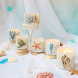 Gorge Moment Scented Candles, 6 Pack Candles for Home Scented, Ocean Themed Glass Jar Candle with Wooden Lid, Aromatherapy Candle Gifts Set for Anniversary Birthday Christmas Mother Valentine's Day