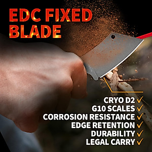 Off-Grid Knives - HOGLET EDC Fixed Blade Knife, Graywash Blade, Coyote G10 & Kydex Sheath with Scout and Vertical Belt Clip, Camping, Hunting, Hiking, Camp Kitchen Food Processing (Coyote)