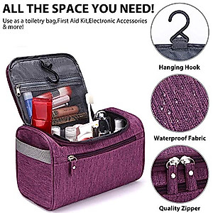 SELLYFELLY Hanging Toiletry Bag for Travel Women Storage Shower Bag Men's Shaving Bag Dopp Kit Organizer With Hook