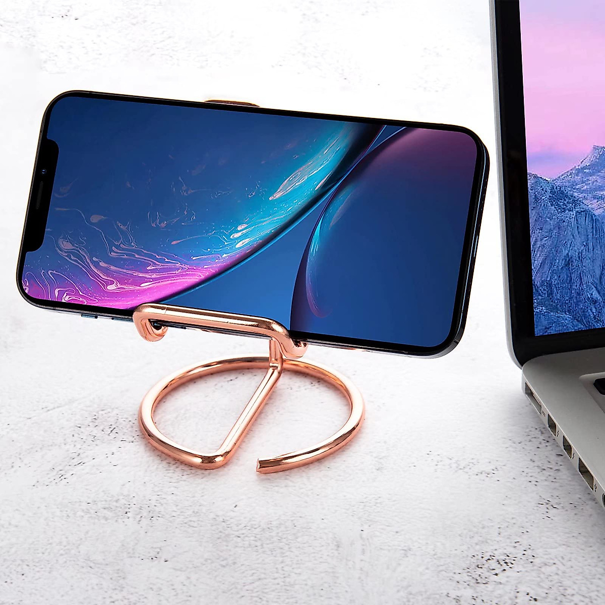 Business Card Holder for Desk,Cute Metal Rose Gold Desktop Business Card holder Display for Men & Women