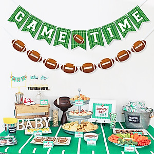 VILIFEVER 2 Pieces Game Time Banner Football Garland for Football Party Decorations, Game Day Sports Themed Party Supplies Football Birthday Banner Indoor Outdoor Decor