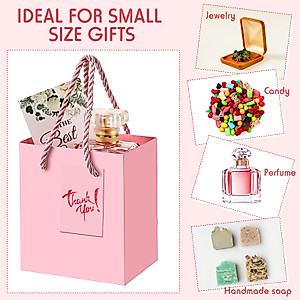 50 Pcs Mini Gift Bags Bulk Paper Bags with Gift Tags Small Paper Gift Bags with Handles for Valentine's Day Birthdays Baby Showers Weddings Party Favors Supplies 4 x 2.75 x 4.5 Inch