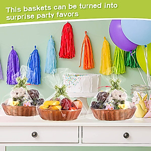 Mumufy 6 Pcs 12.6 x 9.5 x 3.2 Inches Plastic Bread Baskets for Serving Empty Oval Basket Bin Fruit Food Woven Baskets for Harvest Season Gifts Storage Kitchen Display Restaurant Tabletop