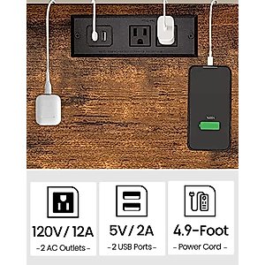 TUTOTAK End Table with Charging Station, Side Table with Drawer, Nightstand with USB Ports and Outlets, Bedside Table for Small Spaces, Sofa Table TB01BB050